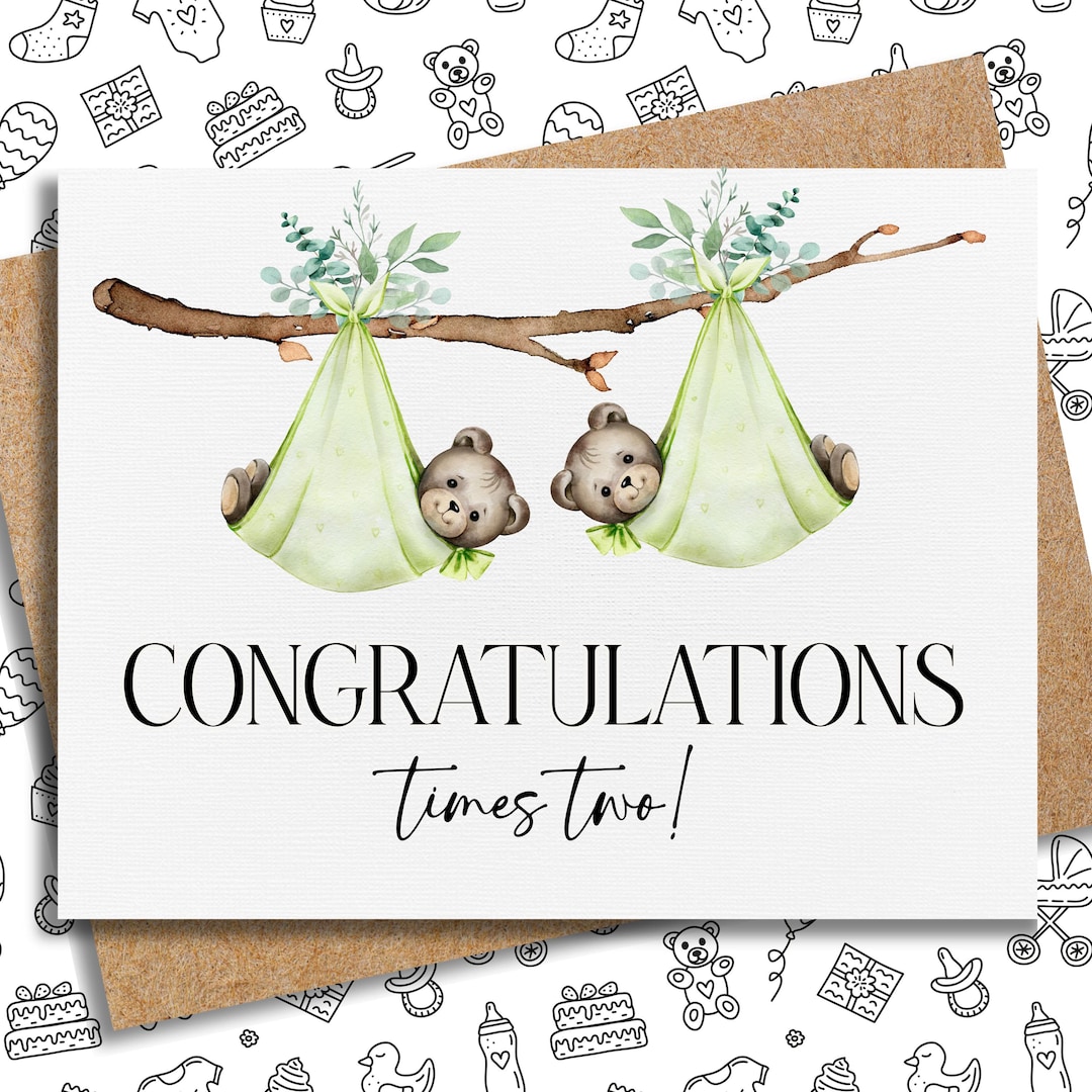 Congratulations Twins Card | New Baby Twins Card | Newborn Baby Twins ...