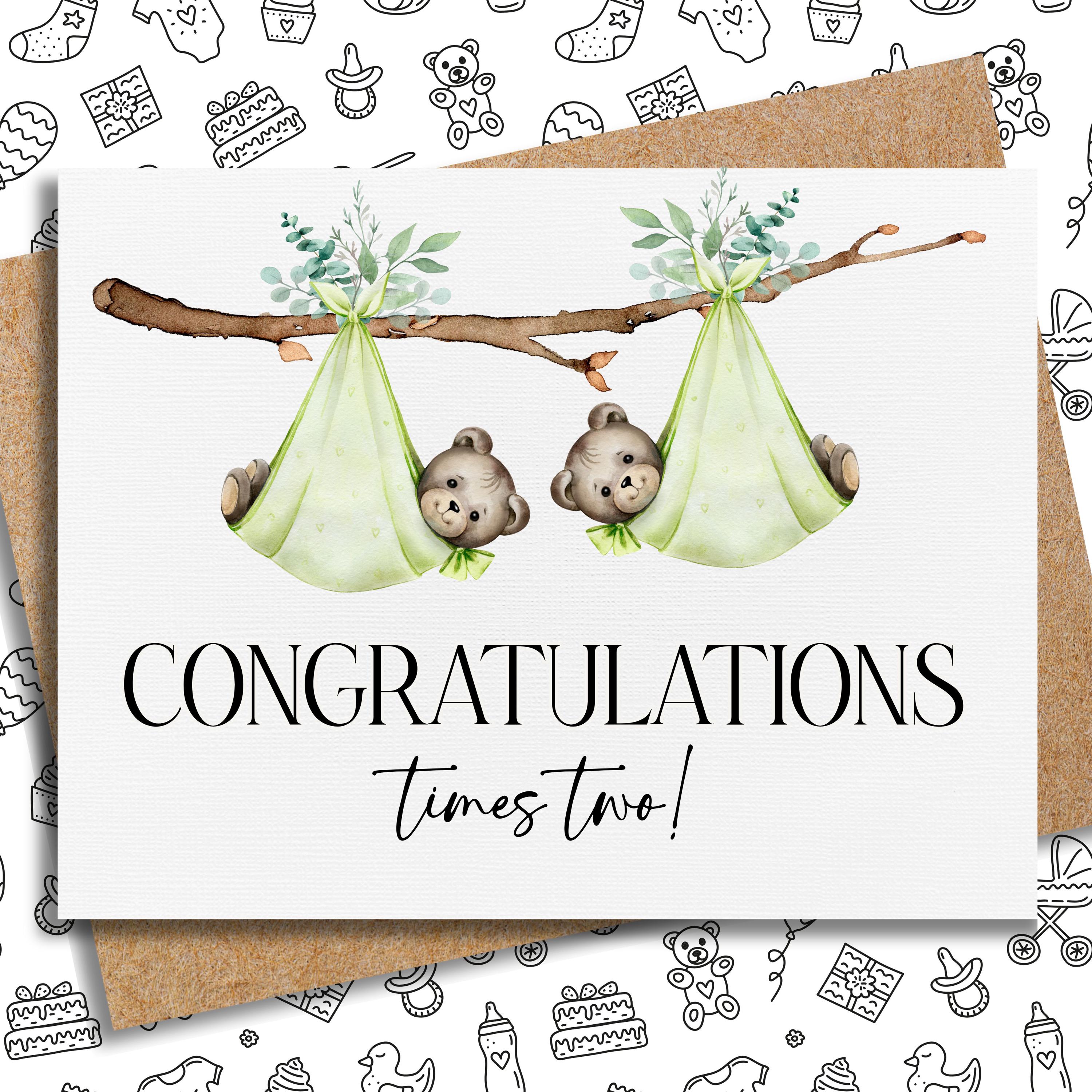 Congratulations Twins Card | New Baby Twins Card | Newborn Baby Twins ...