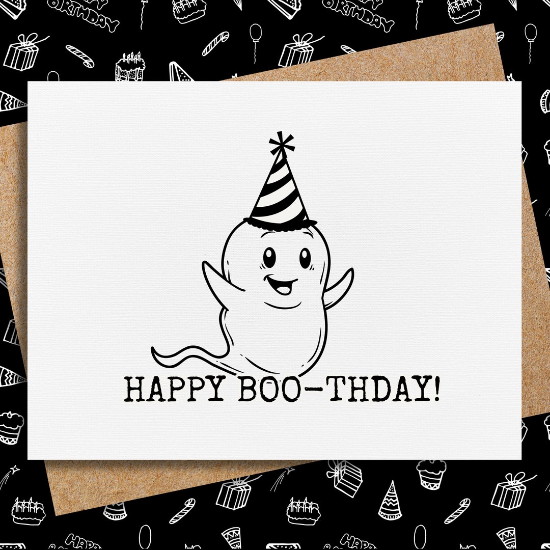 Halloween Birthday Card | October Birthday Card for Friend | Cute Ghost ...