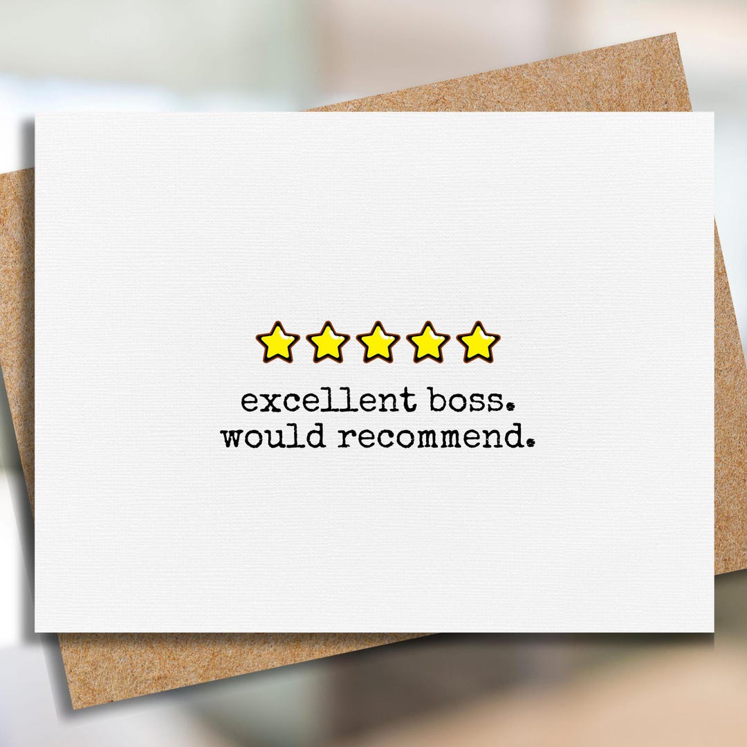 Funny Boss's Day Card | Five Star Boss | 5 Star Boss | Boss Retirement ...