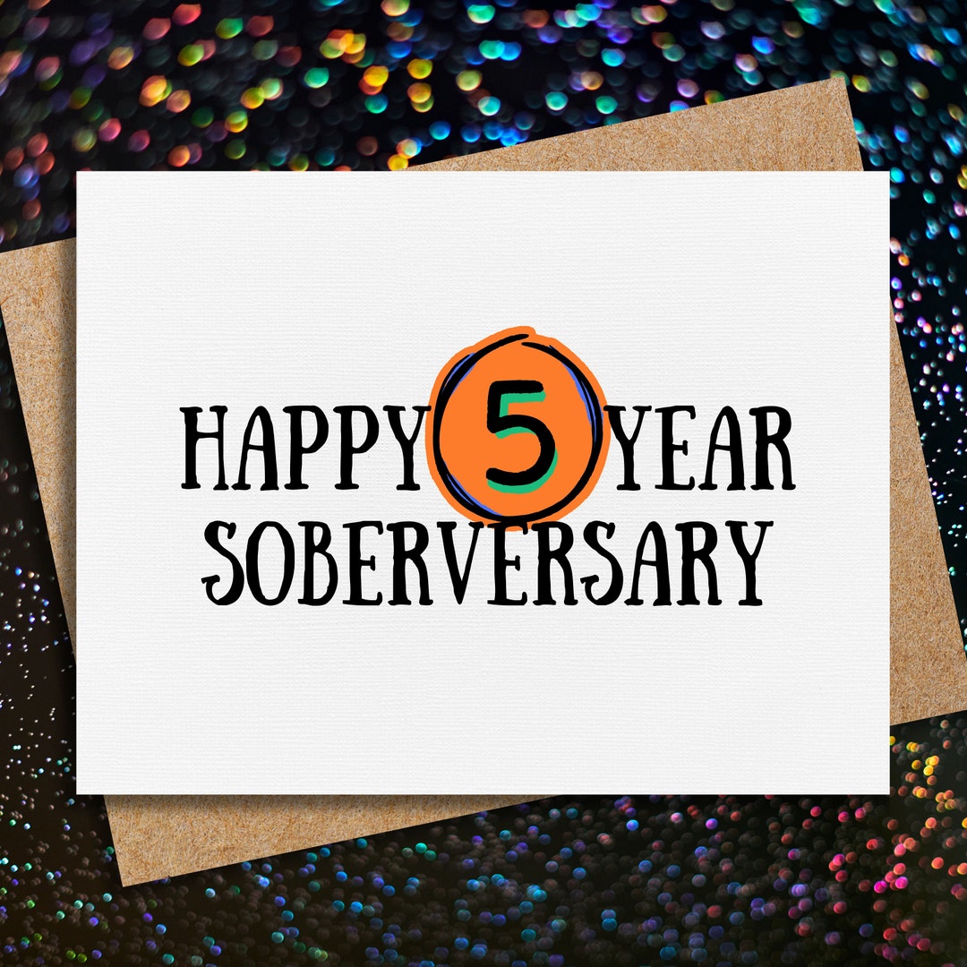 Sobriety Card | 5 Year Soberversary | Five Years Sober | Sober ...