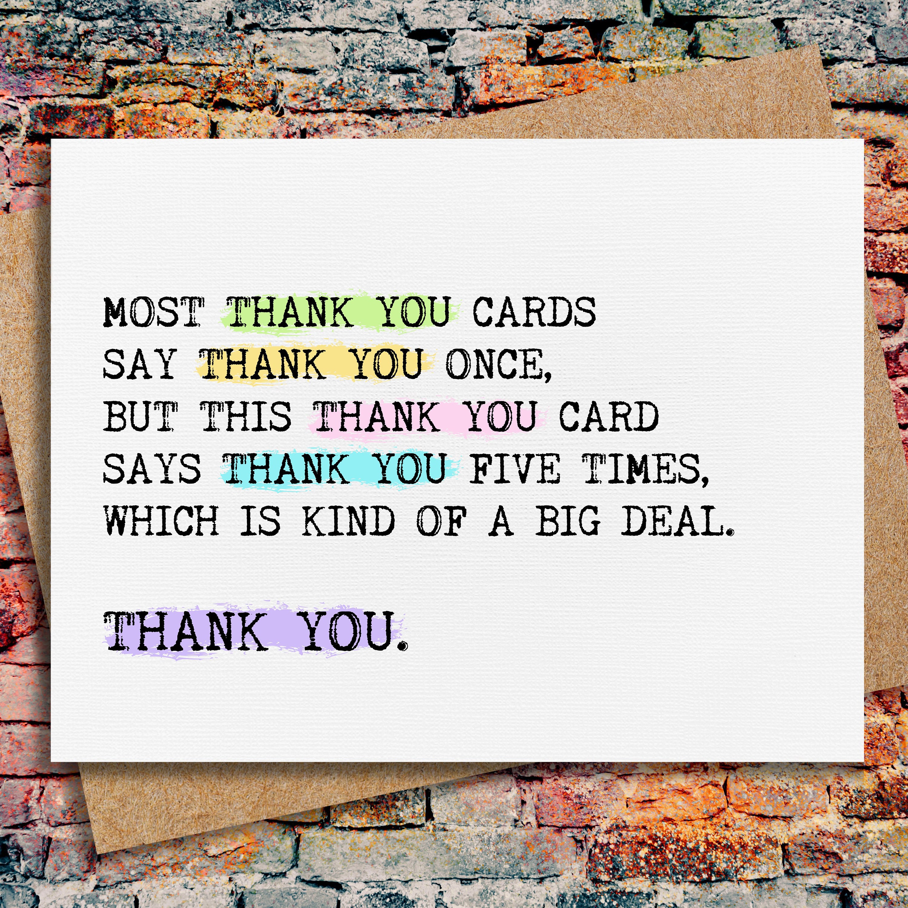 Colorful Thank You Card | Most Thank You Cards Say Thank You One Time ...