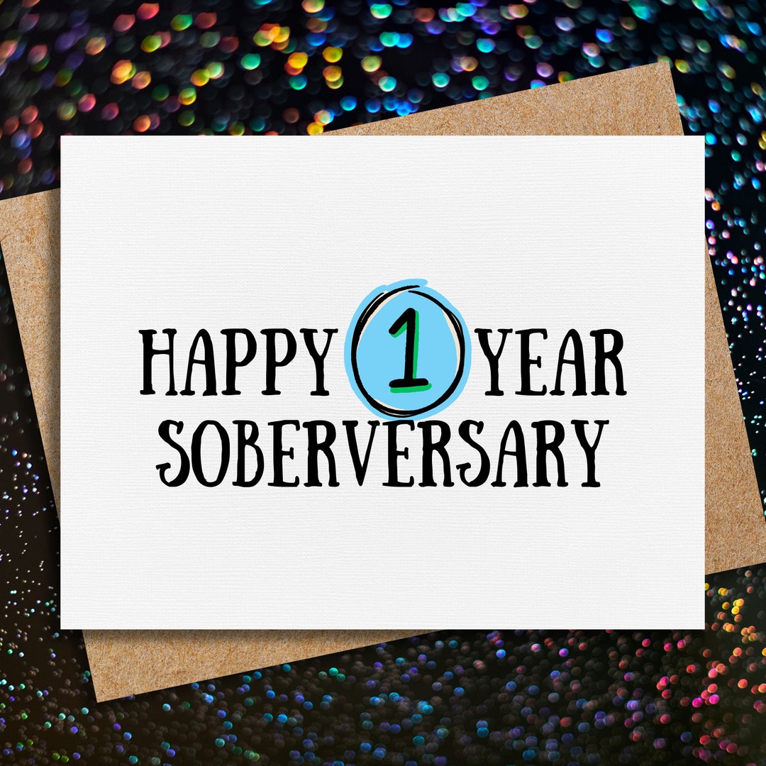 Sobriety Card | 1 Year Soberversary | Happy One Year Sober | Sober ...