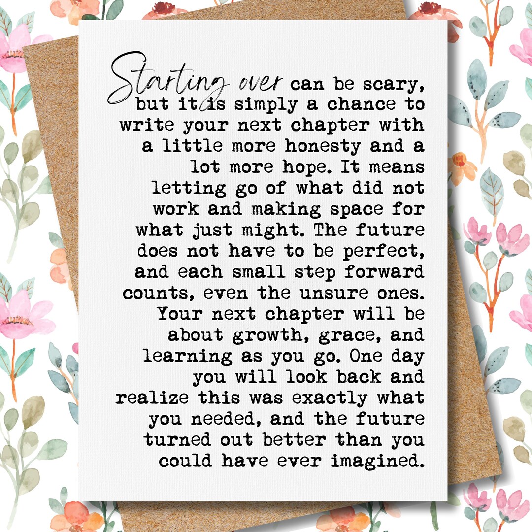 Encouragement and Support Card | Starting Over After Divorce or Loss ...