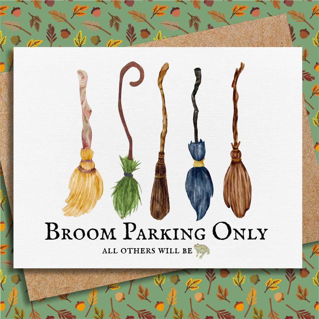 Funny Halloween Card: Witches Broom Parking - Etsy
