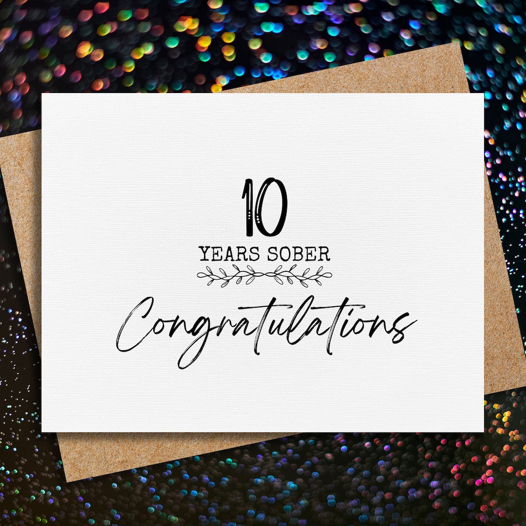 10 Year Sobriety Card | 10 Years Sober | Soberversary Card | Addiction ...