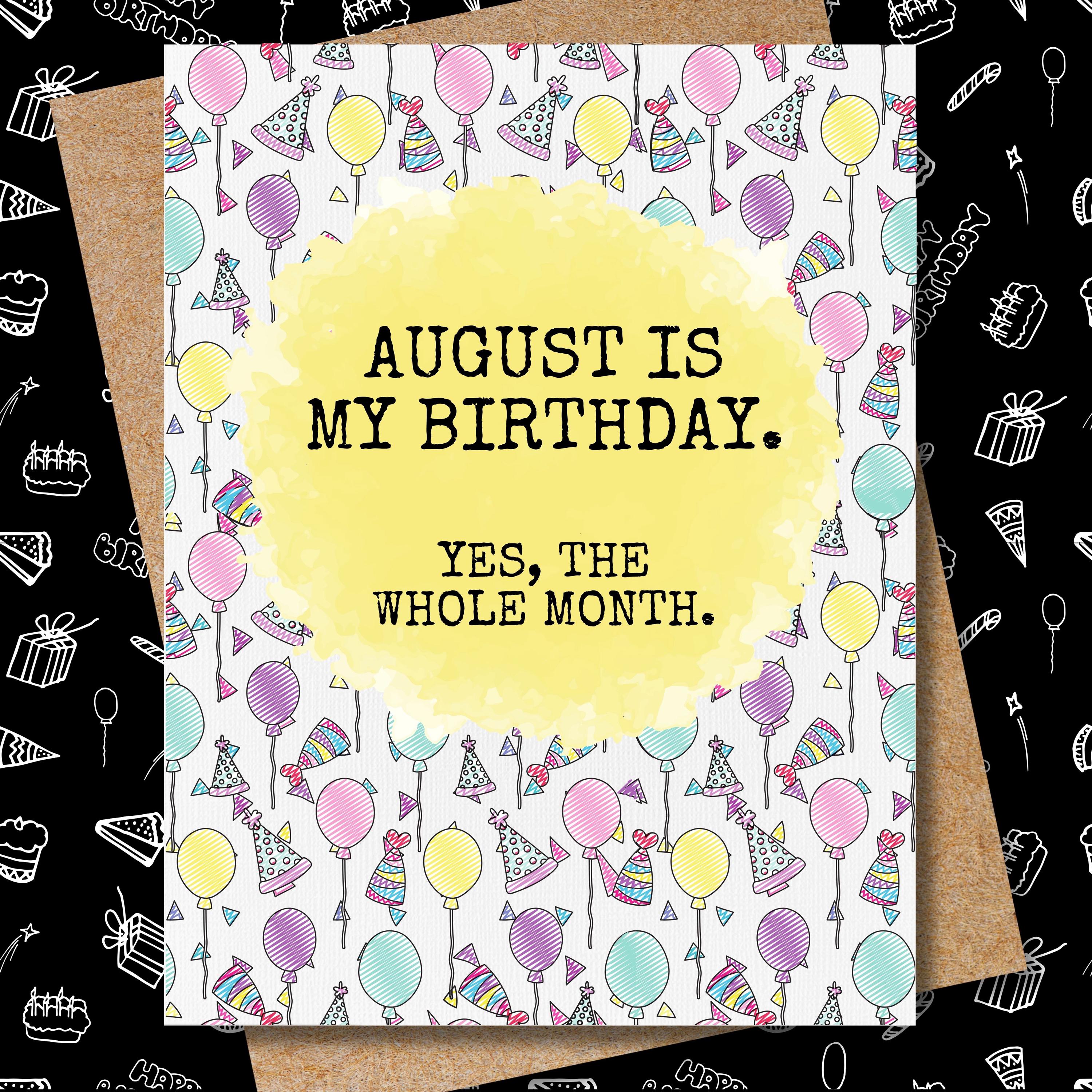 August Birthday Card | Birthday Month Card | Funny Birthday Card ...