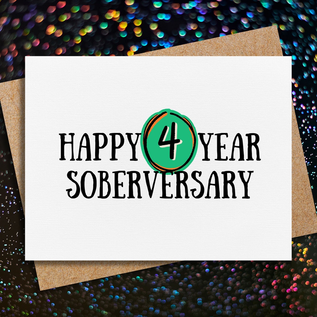 Sobriety Card | 4 Year Soberversary | Four Years Sober | Sober Milestone Gift | Recovery Card ...