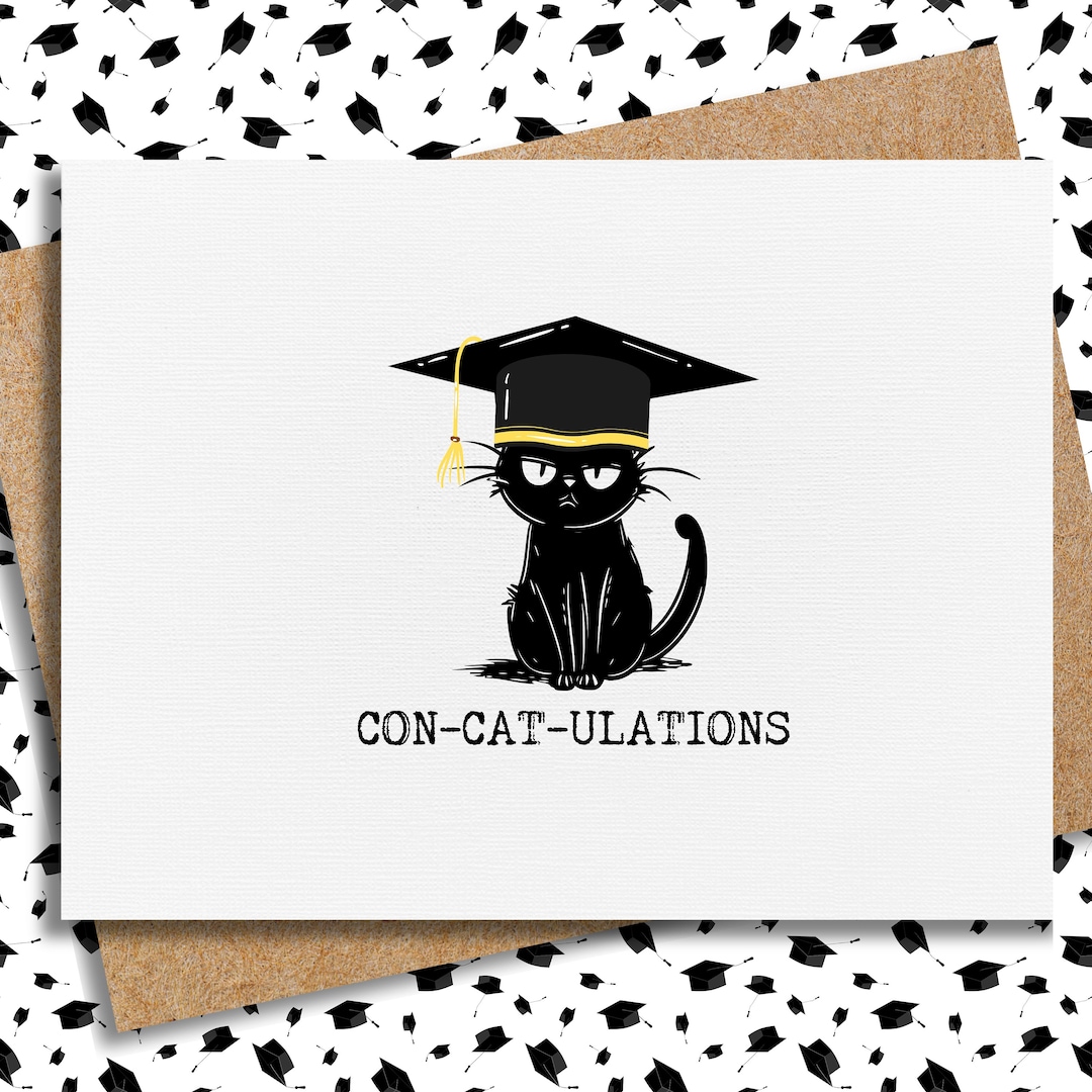 Funny Graduation Card | Congratulations From Cat | Con-cat-ulations ...