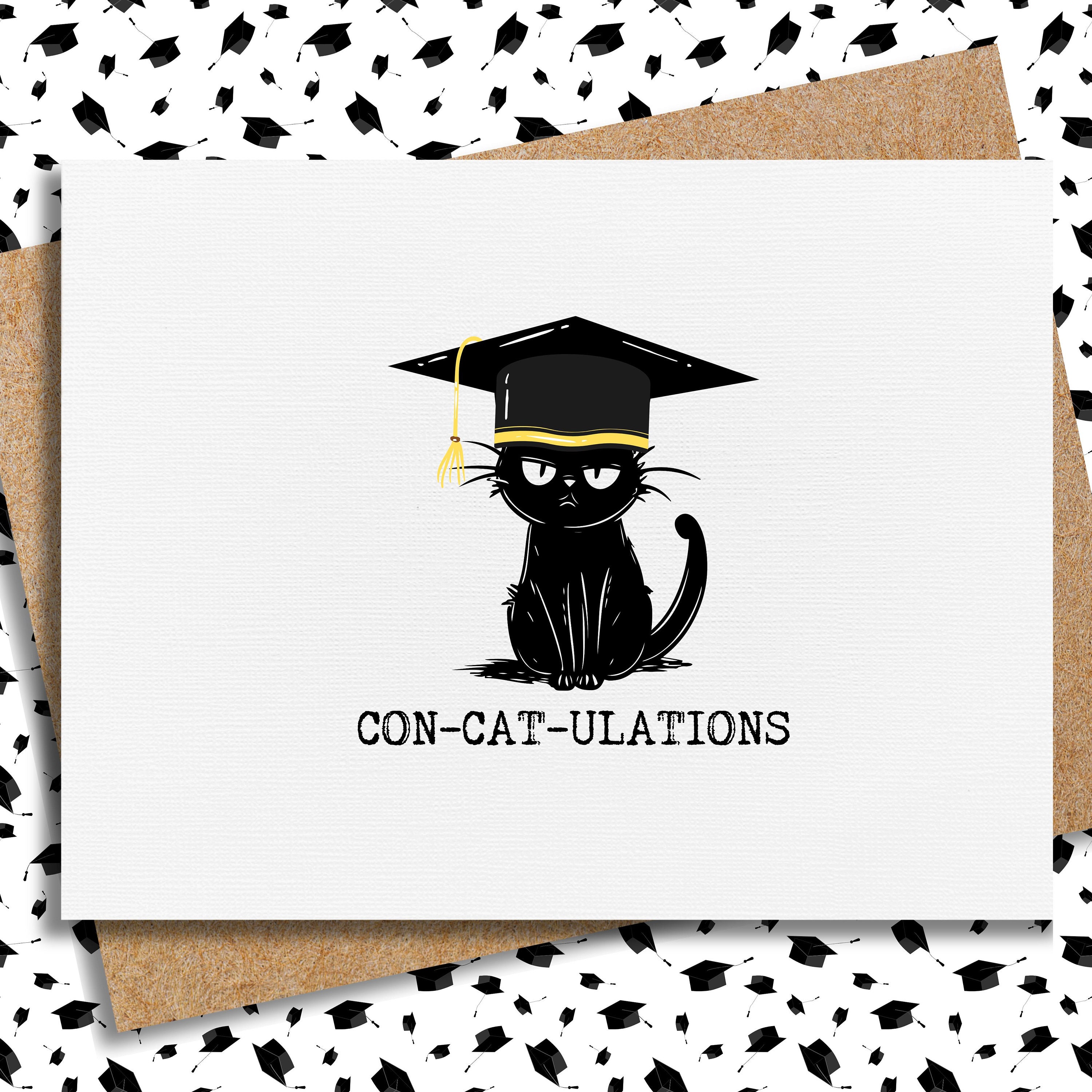 Funny Graduation Card Congratulations From Cat Con-cat-ulations Card ...