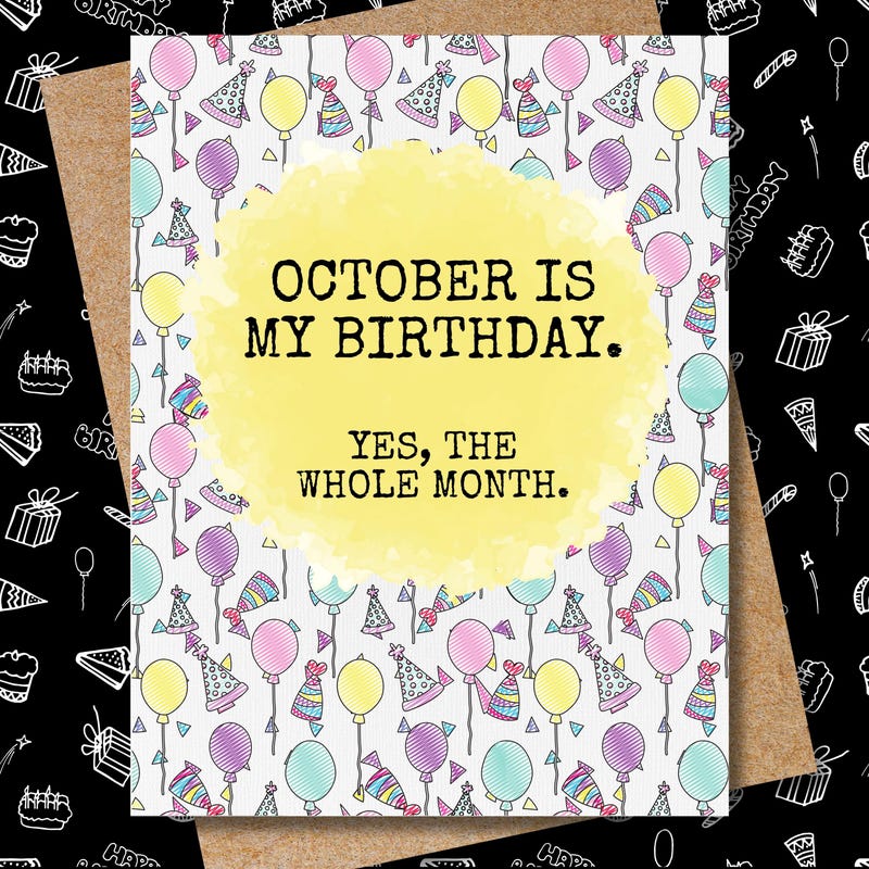 October Birthday Card - Etsy
