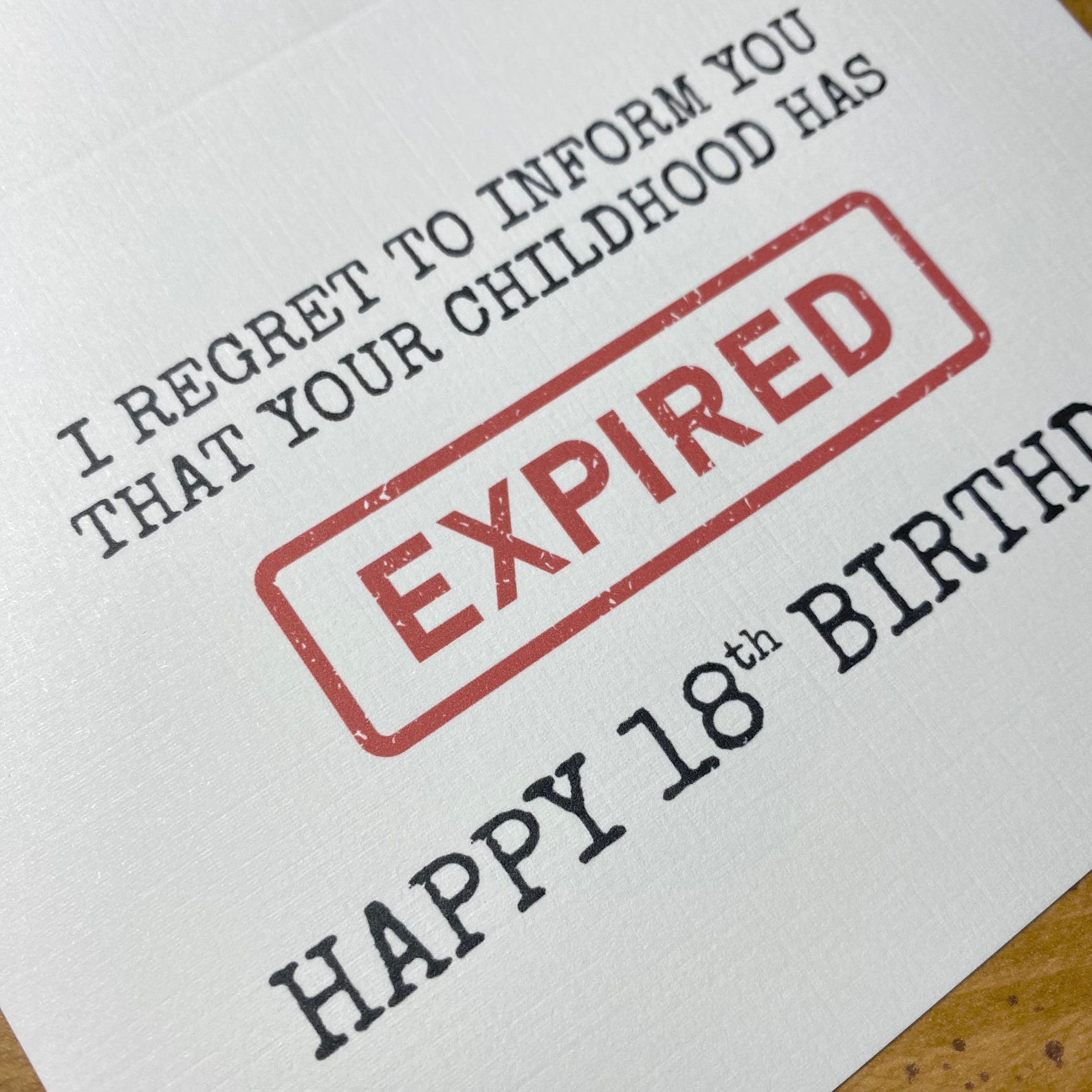 18th Birthday Card | Your Childhood Has Expired | Funny Birthday Card ...