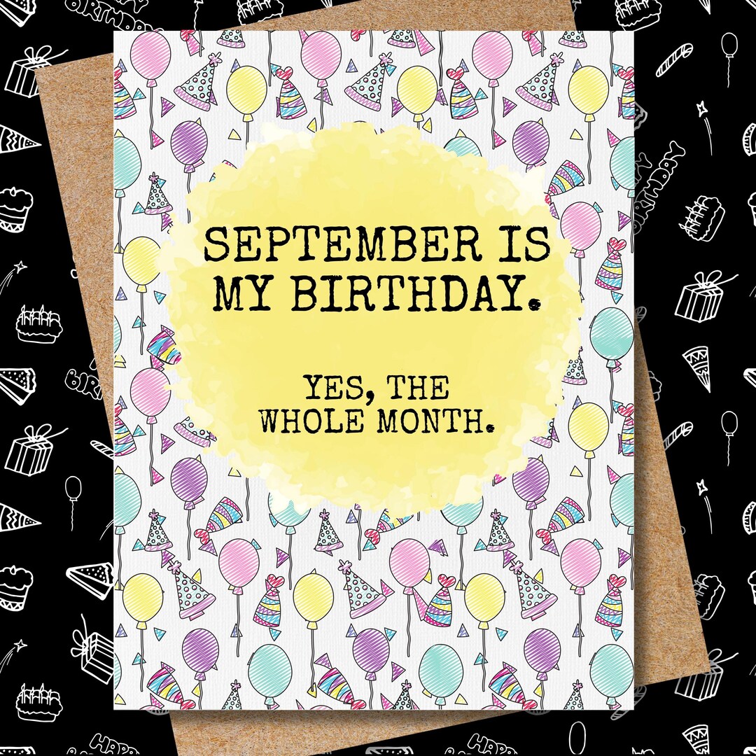 September Birthday Card | Birthday Month Card | Funny Birthday Card ...