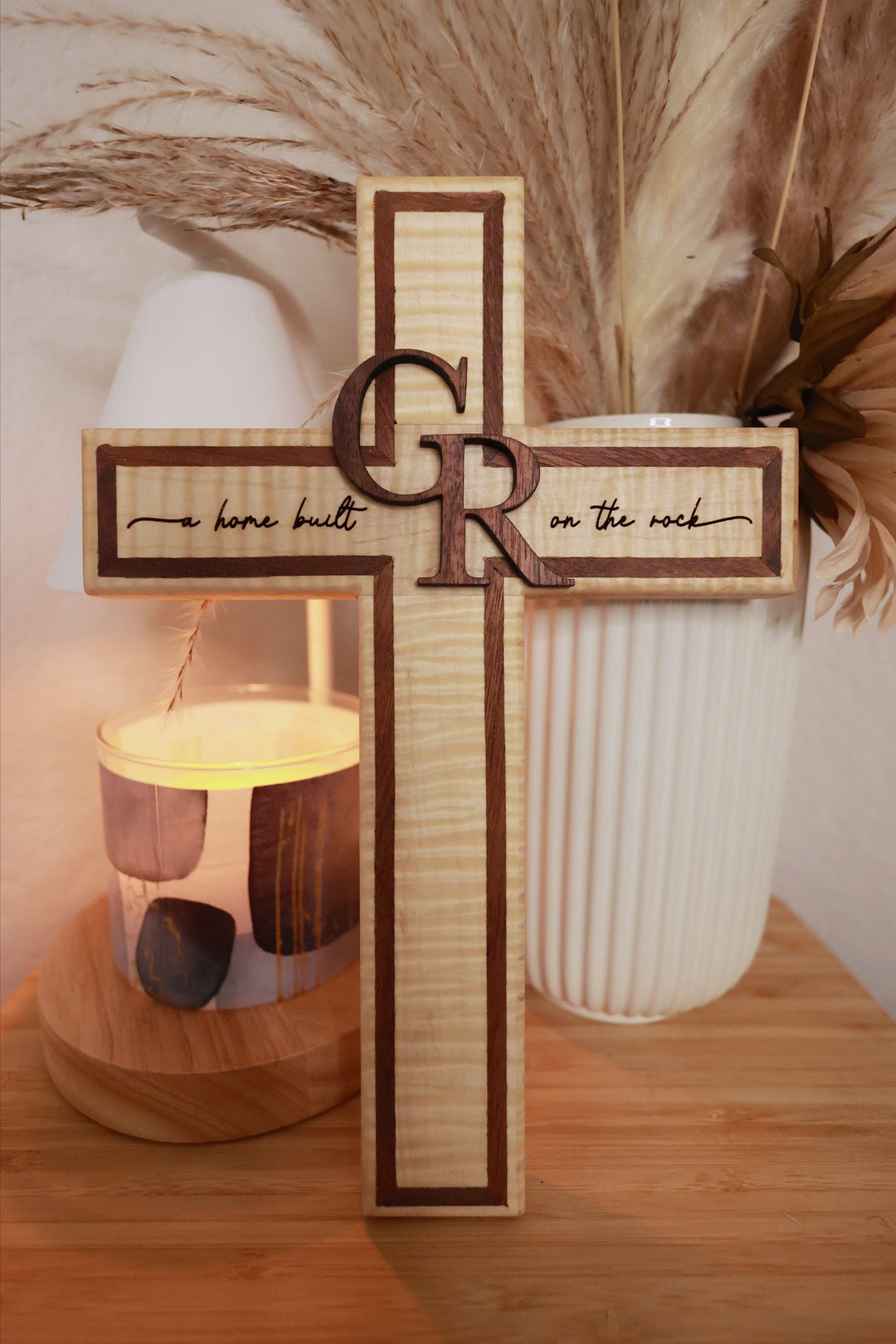Personalized Handcrafted Wood Cross | Walnut or Curly Maple | Custom ...