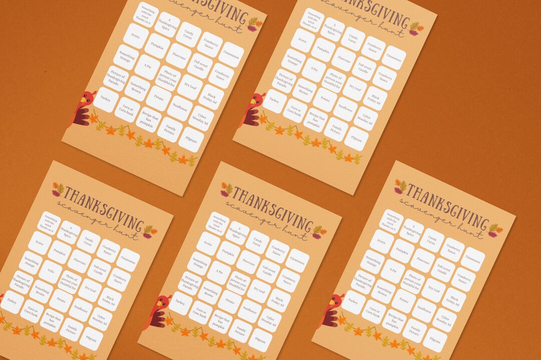 Thanksgiving Scavenger Hunt Game Set Family Fun Pack 6 or - Etsy