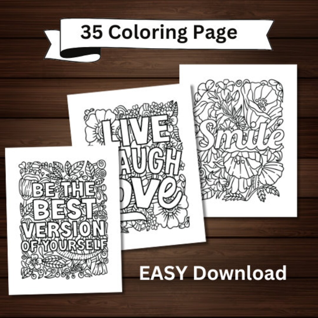Motivational & Affirmation Quotes Coloring Pages 35 Pages Cute Coloring ...
