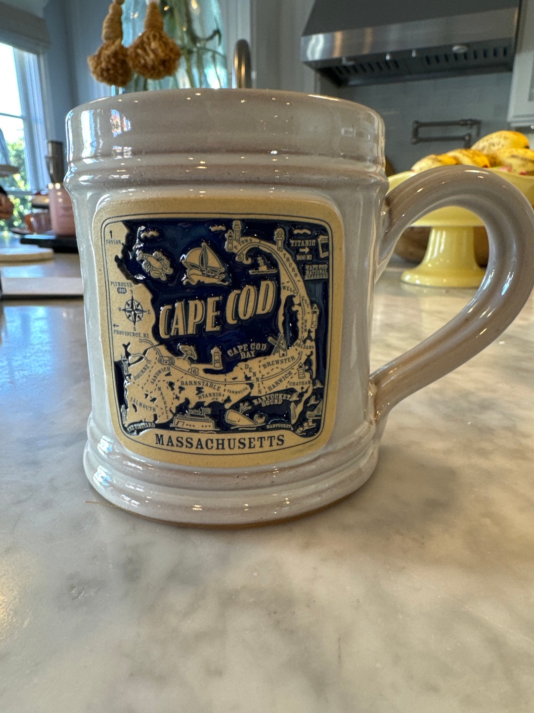 Cape Cod Mug by Deneen Pottery: 10oz Tankard With Nautical Map - Etsy