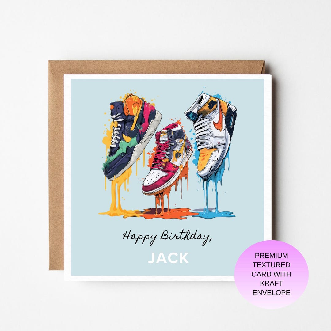 Trainer Birthday Card: Streetwear Drip Art - Colorful Sneaker Design - Etsy