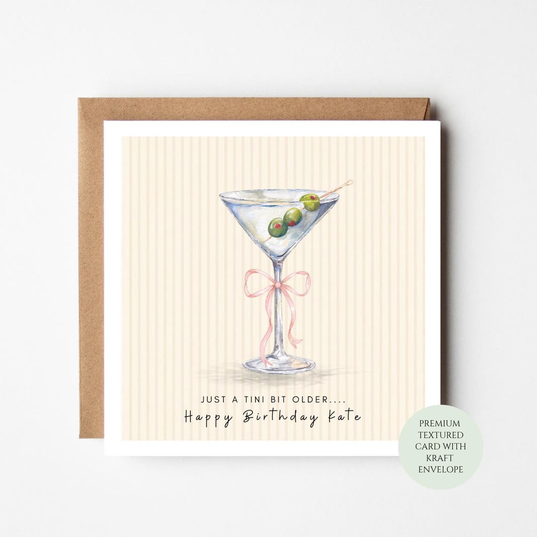 Funny Martini Birthday Card: 'just a Tini Bit Older' Design - Etsy UK