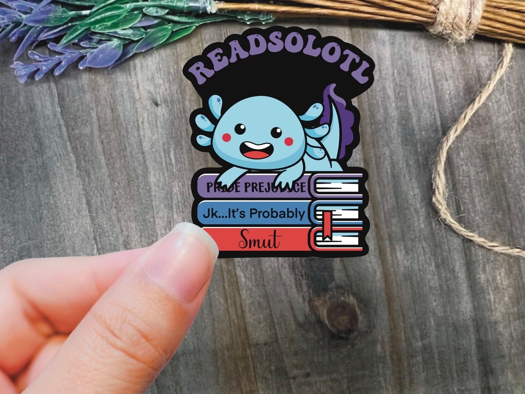 Axolotl Reading Sticker, Axolotl Reading, Book Lover Sticker, Axolotl ...
