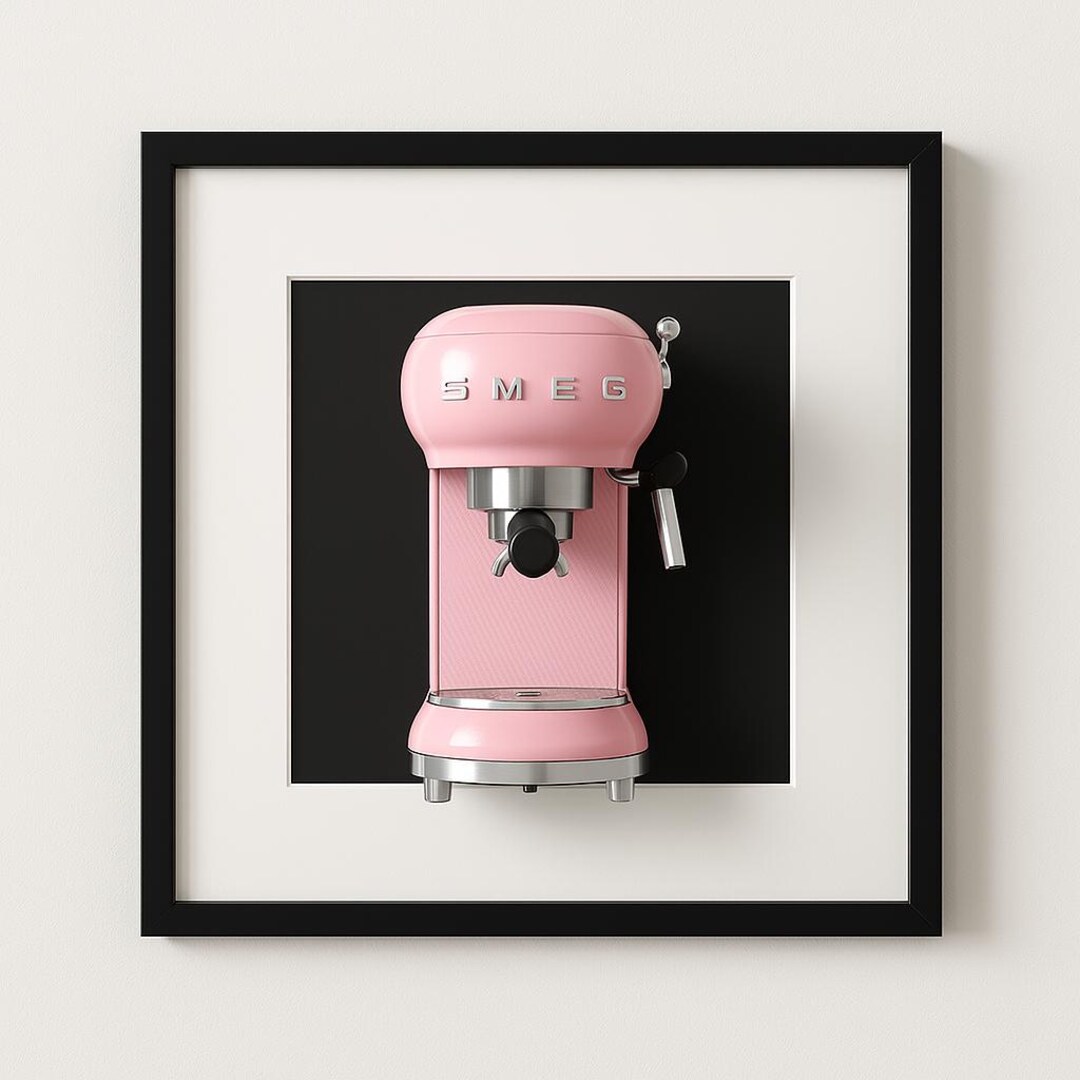 3D Coffee Machine Wall Art – Hand Painted Smeg Style Decor – Coffee Bar ...