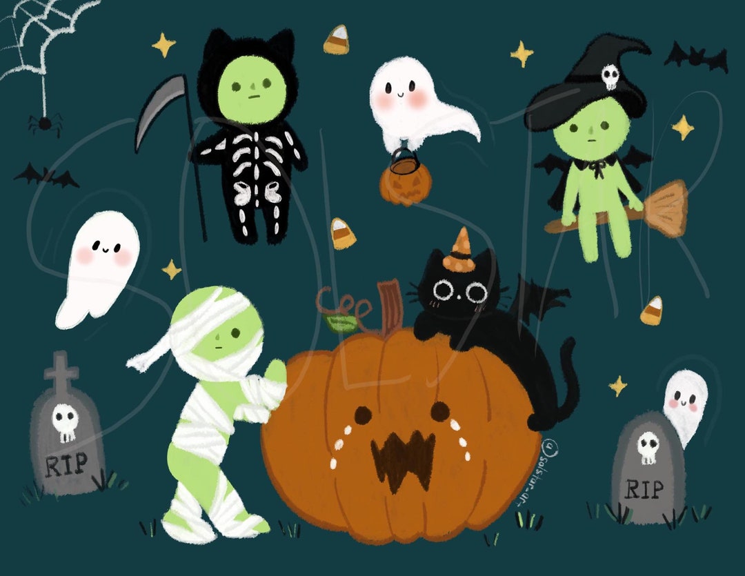 Halloween Smiski Aesthetic Kitchen Bedroom Decor Cute Art - Etsy