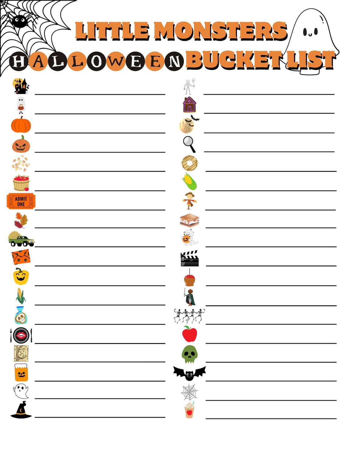 Family Halloween Bucket List: 36 Fun Activities (digital Download) - Etsy