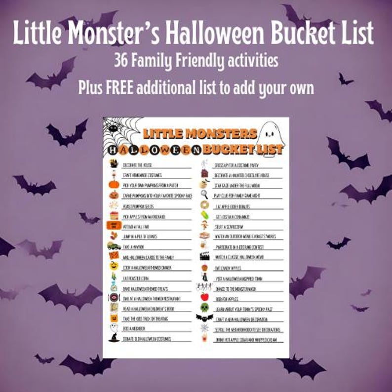 Family Halloween Bucket List: 36 Fun Activities (digital Download) - Etsy