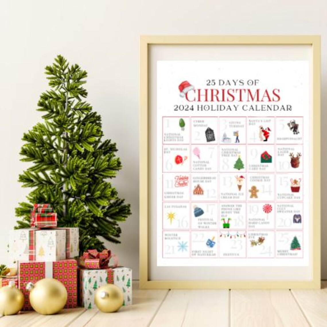 25 Days of Christmas 2024 Holiday Calendar, Instant Download Printable ...