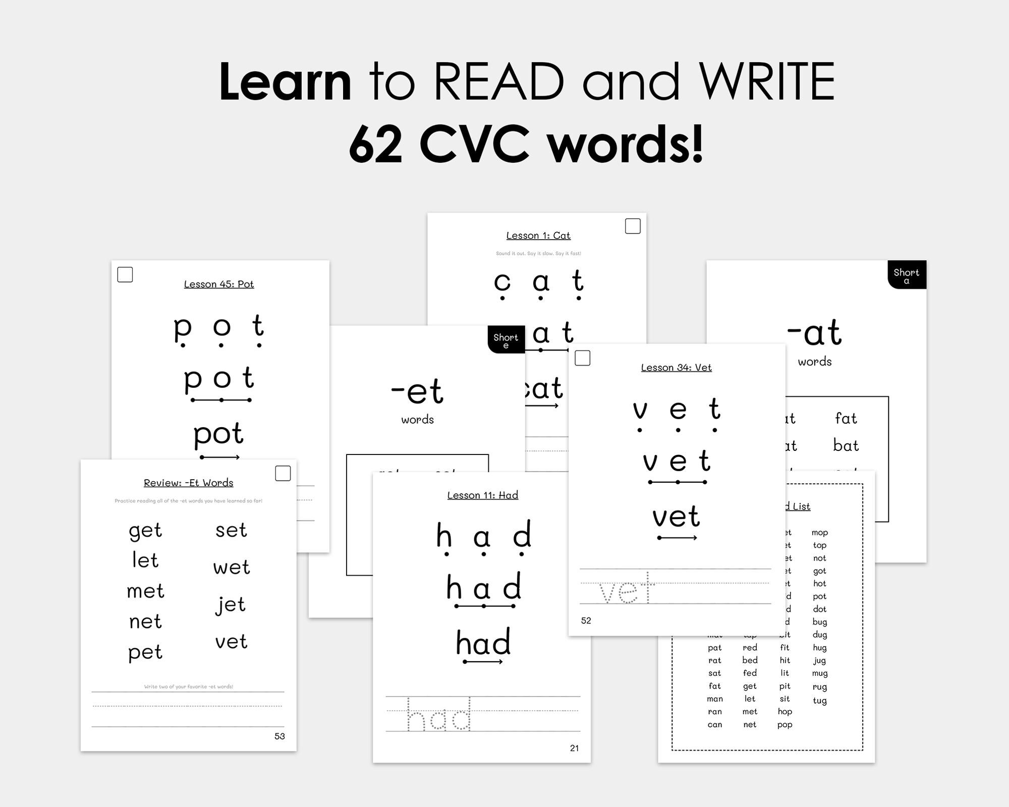 CVC Workbook Printable | Learn to Read & Write | Phonics Workbook for ...