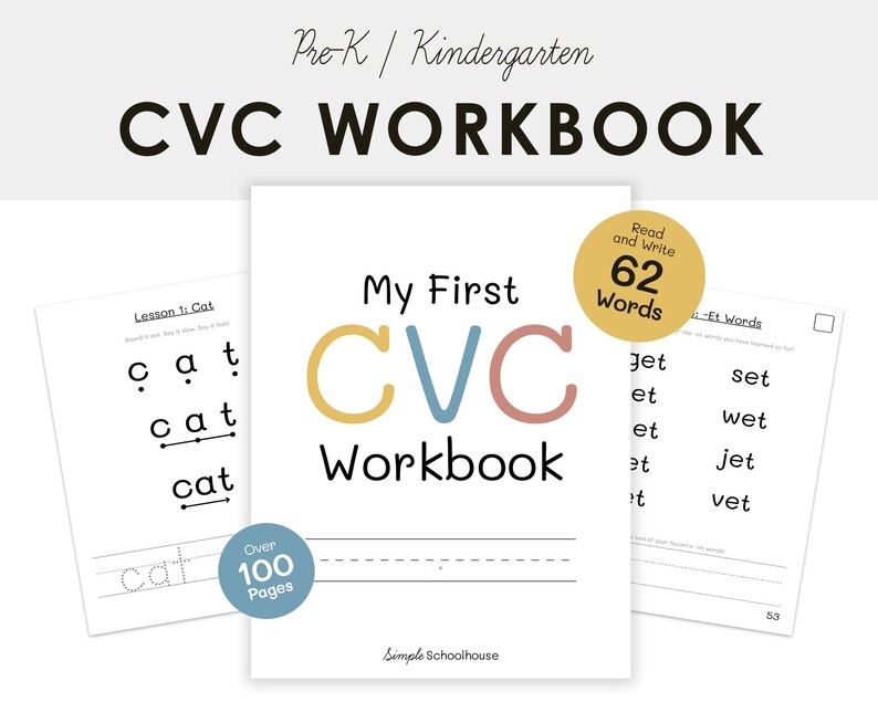 CVC Workbook Printable | Learn to Read & Write | Phonics Workbook for ...