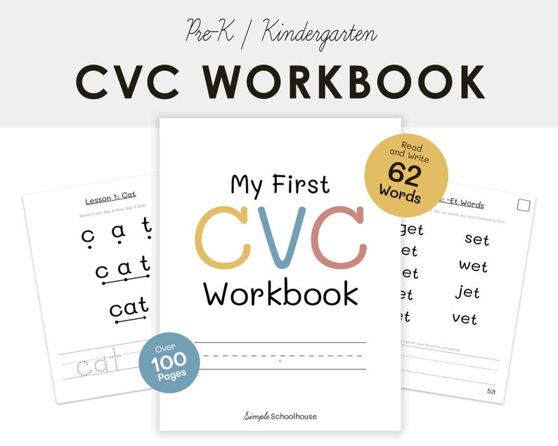 CVC Workbook Bundle | CLASSROOM Liscense | Prek Kindergarten Phonics ...