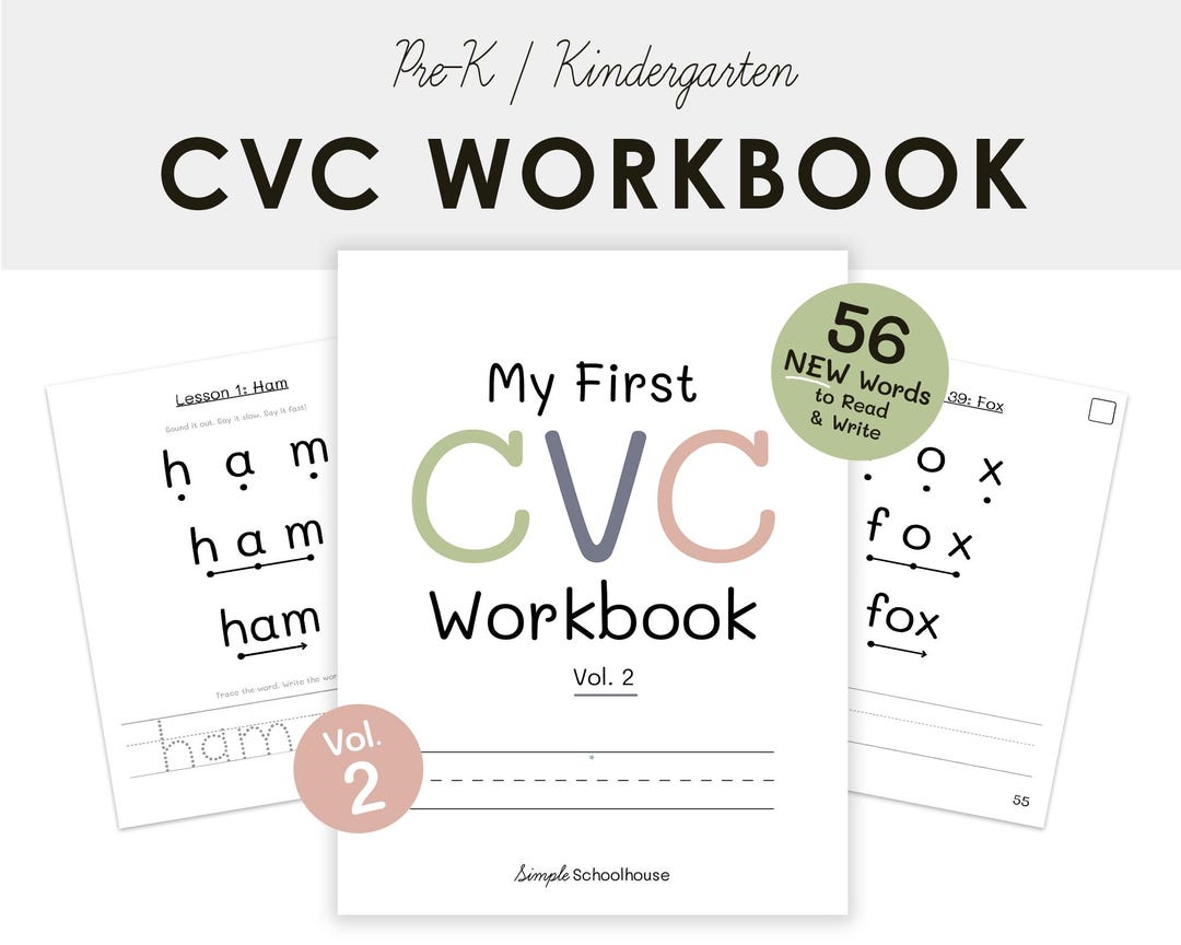 CVC Workbook Printable (vol.2) | Learn to Read | Prek and Kindergarten ...