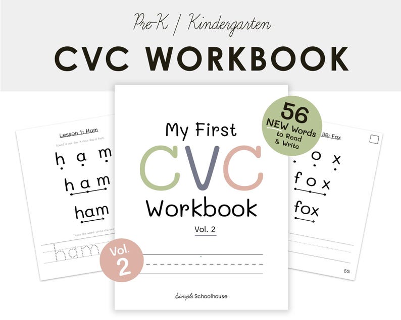 CVC Workbook Bundle | CLASSROOM Liscense | Prek Kindergarten Phonics ...