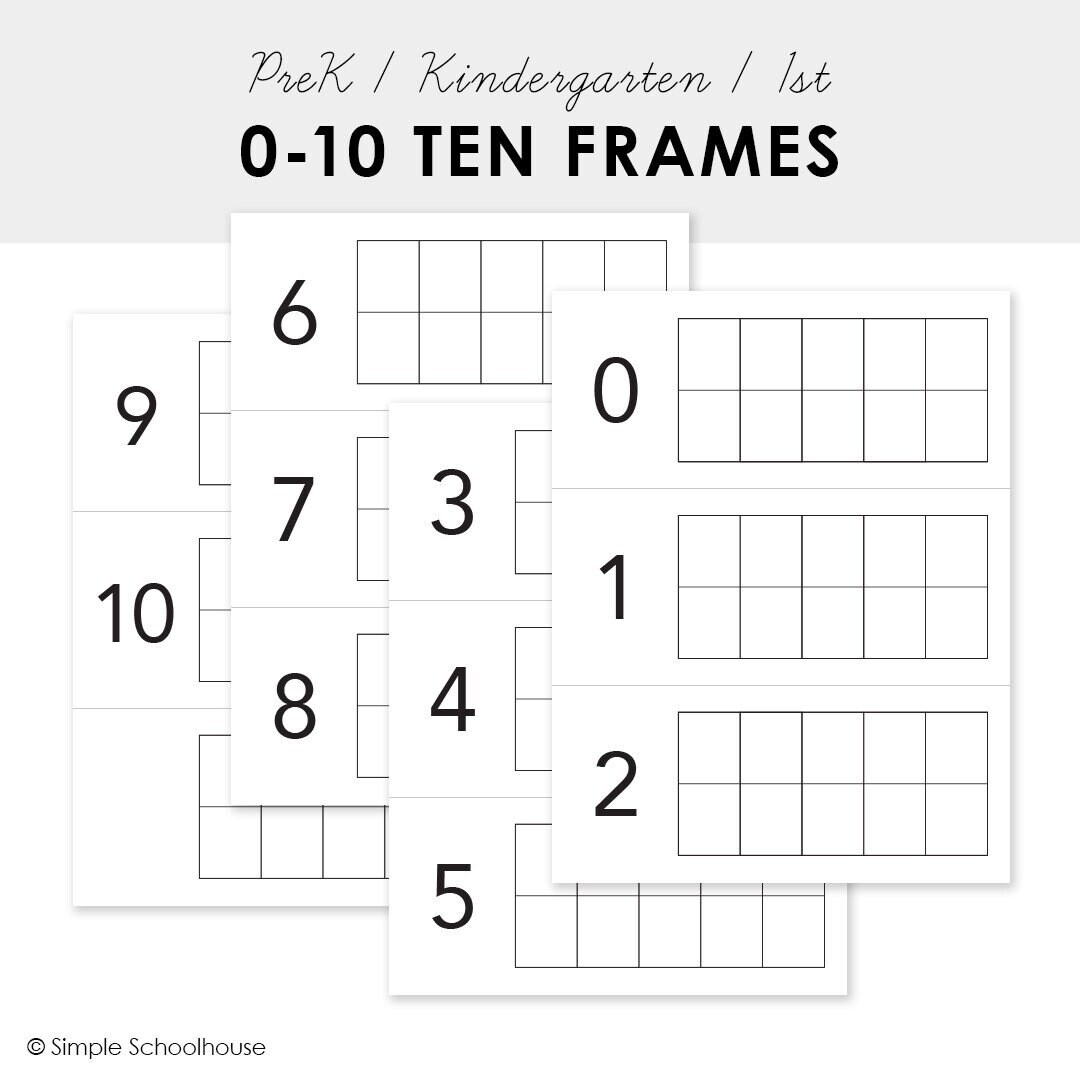 Ten Frame Mats With Numbers 0-10 | Montessori | Printable Counting ...