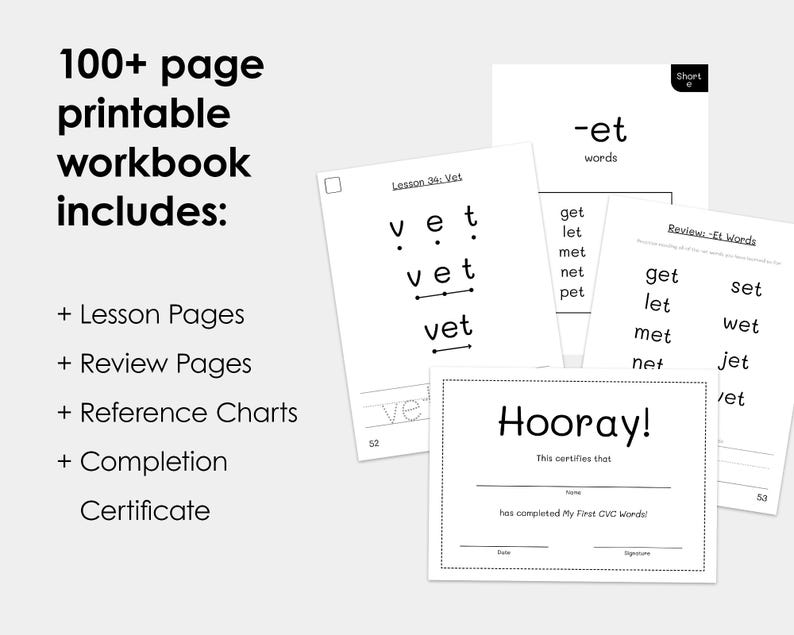CVC Workbook Printable | Learn to Read & Write | Phonics Workbook for ...