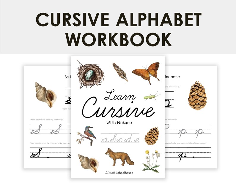 Learn Cursive With Nature Workbook | Cursive Alphabet Tracing ...