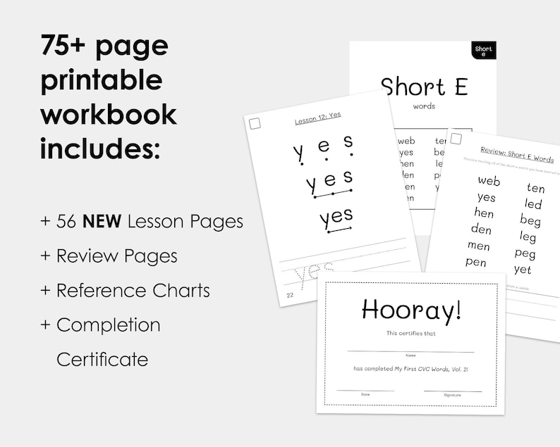 CVC Workbook Printable (vol.2) | Learn to Read | Prek and Kindergarten ...