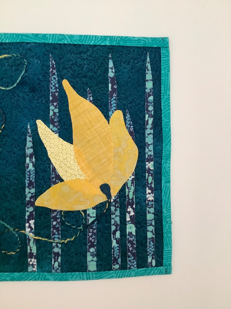 Floral Fabric Collage Blue and Yellow - Etsy