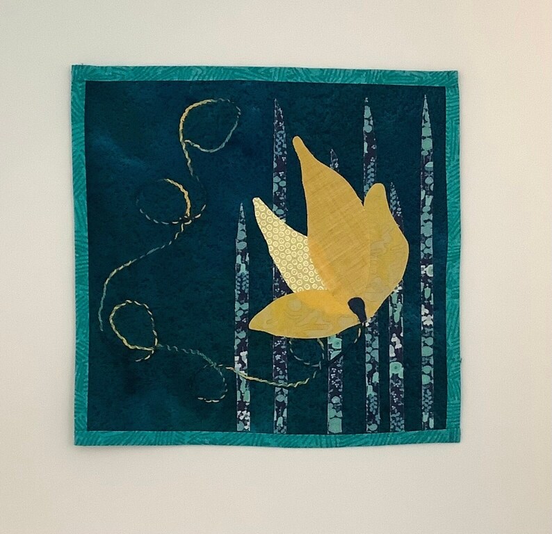 Floral Fabric Collage Blue and Yellow - Etsy
