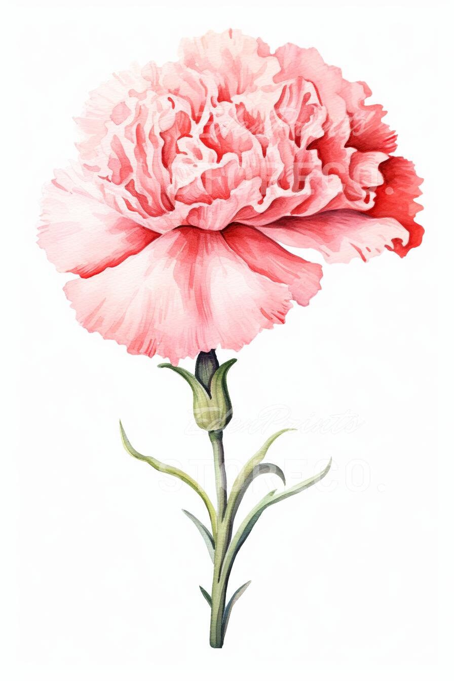 4 Set "carnation Flowers", Botanical, Illustration Art Instant Download ...