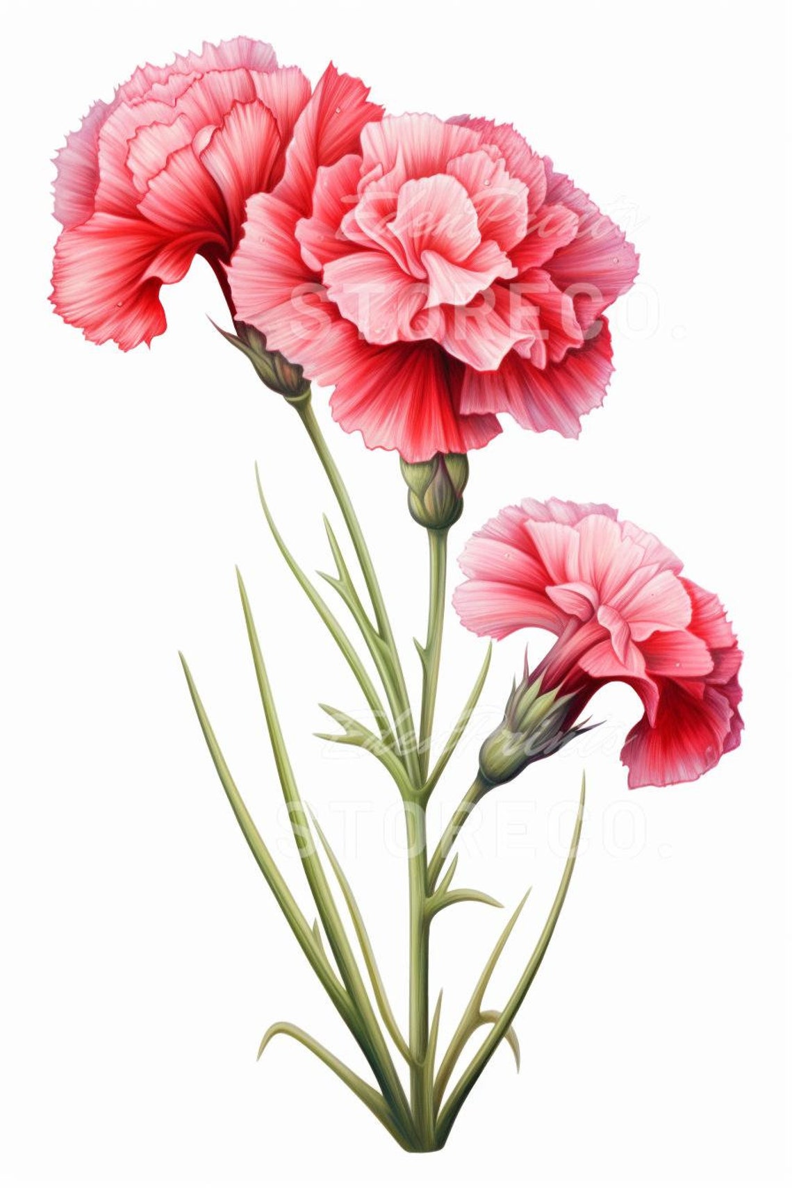 Dianthus Floral Illustration Art Prints, Cards (digital Download) - Etsy