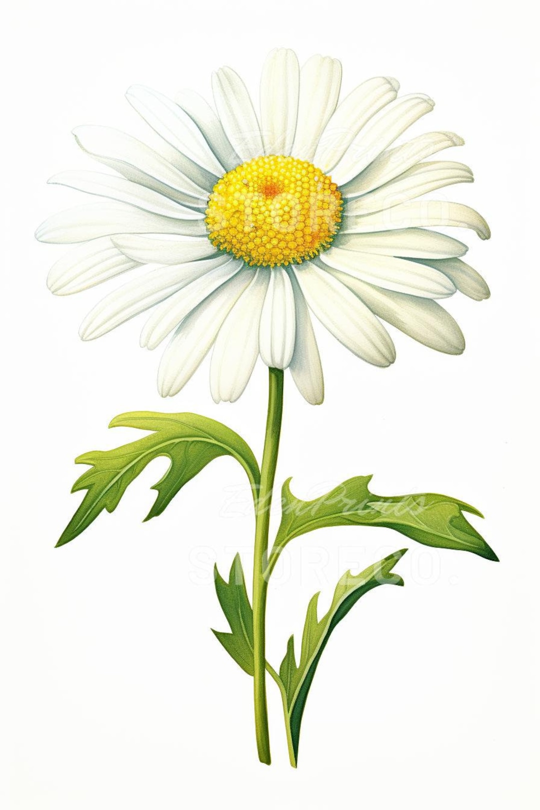 Daisy Flower Illustration Art Prints, Botanical Clipart (digital ...
