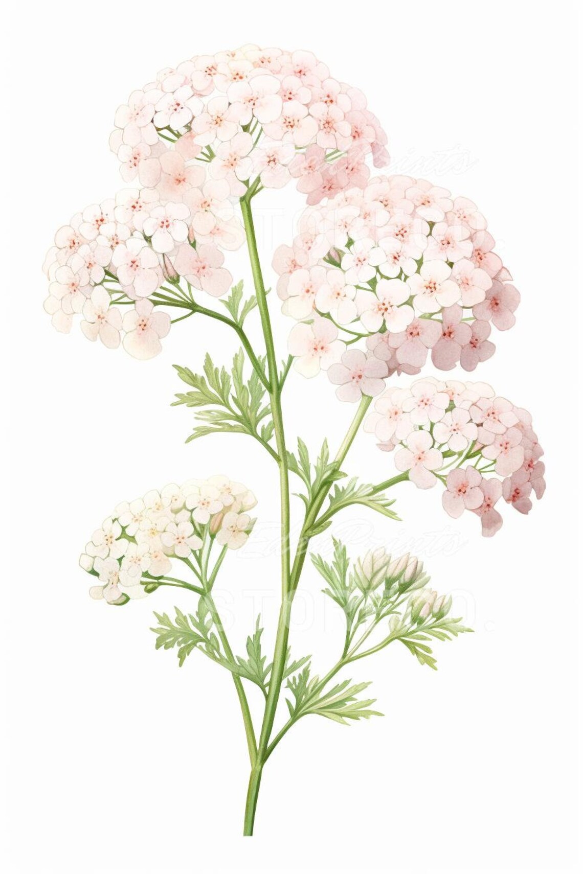 4 Set "yarrow Flowers" Floral, Botanical, Illustration Art Instant ...