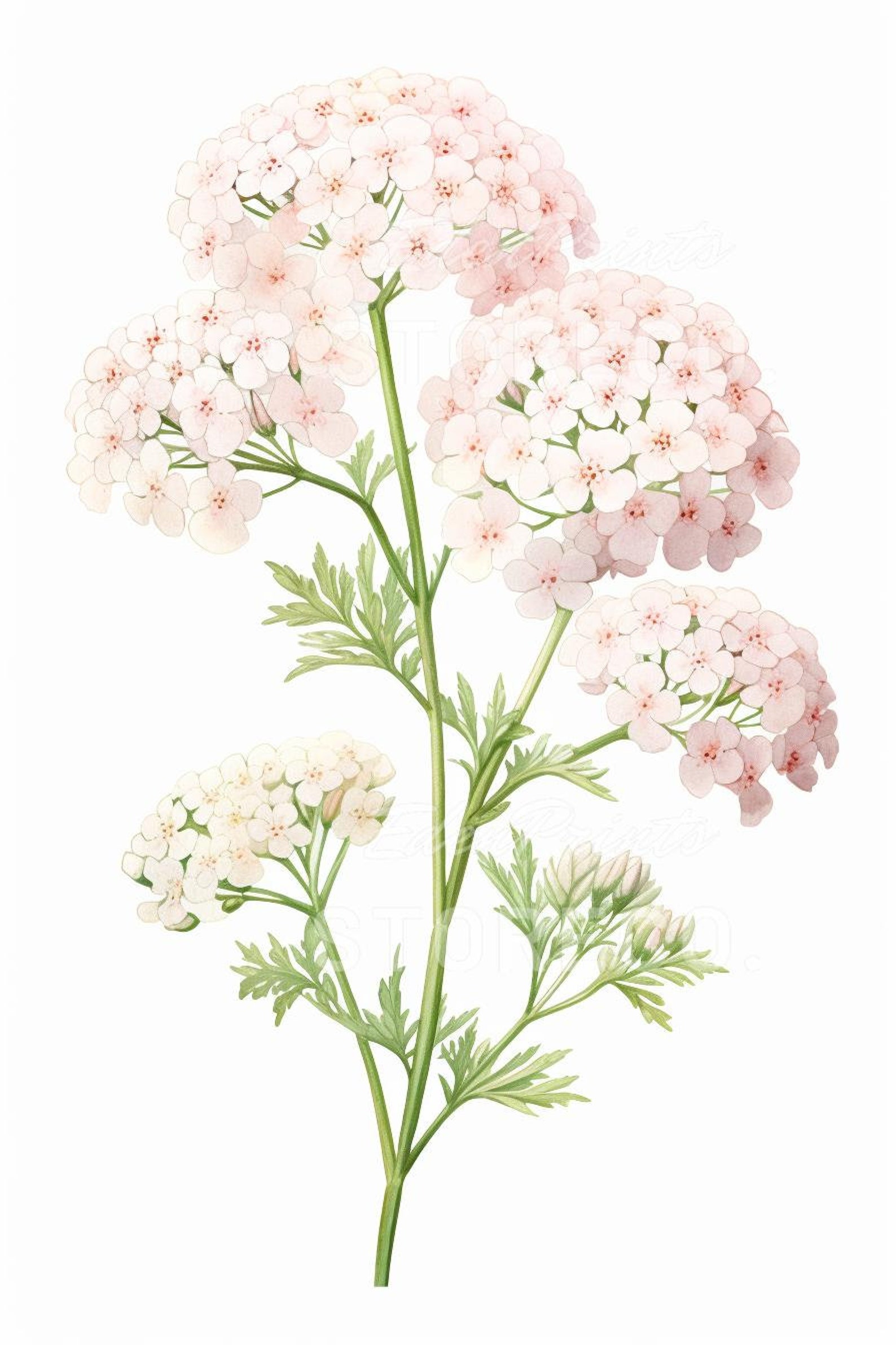4 Set yarrow Flowers Floral, Botanical, Illustration Art Instant ...