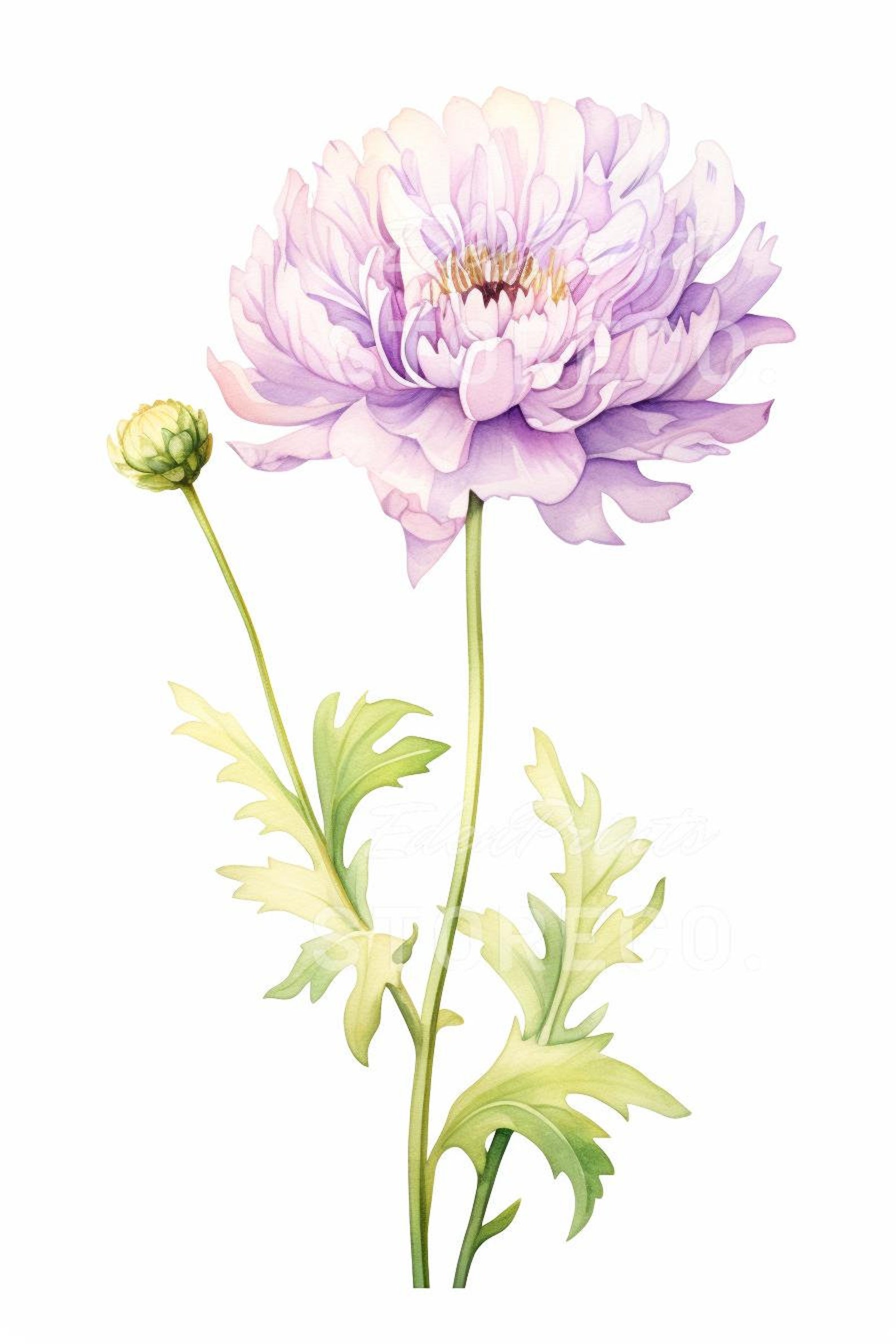 4 Set "scabiosa Flowers" Floral, Botanical, Illustration Art Instant ...