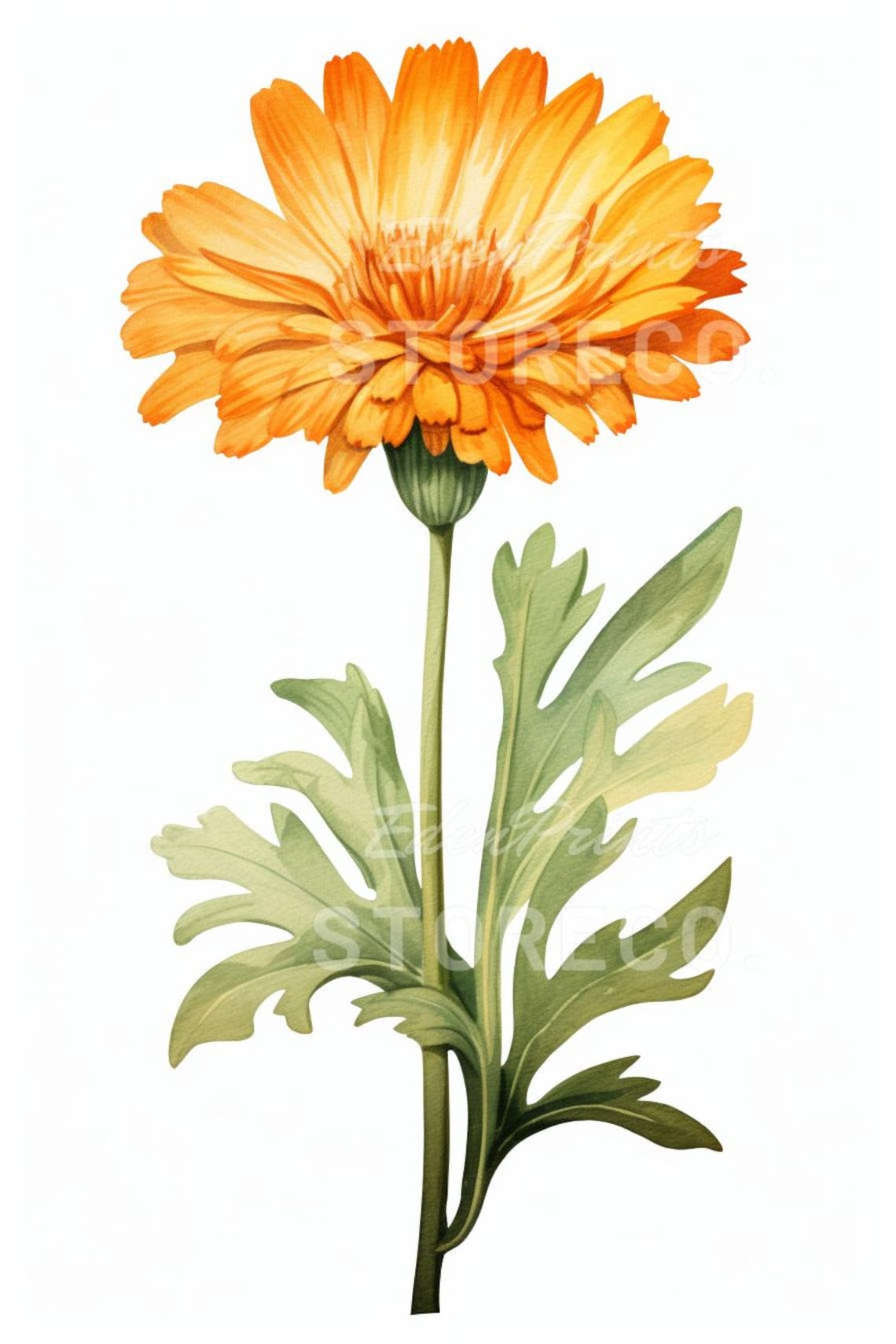 4 Set "calendula Flowers", Botanical, Illustration Art Instant Download ...