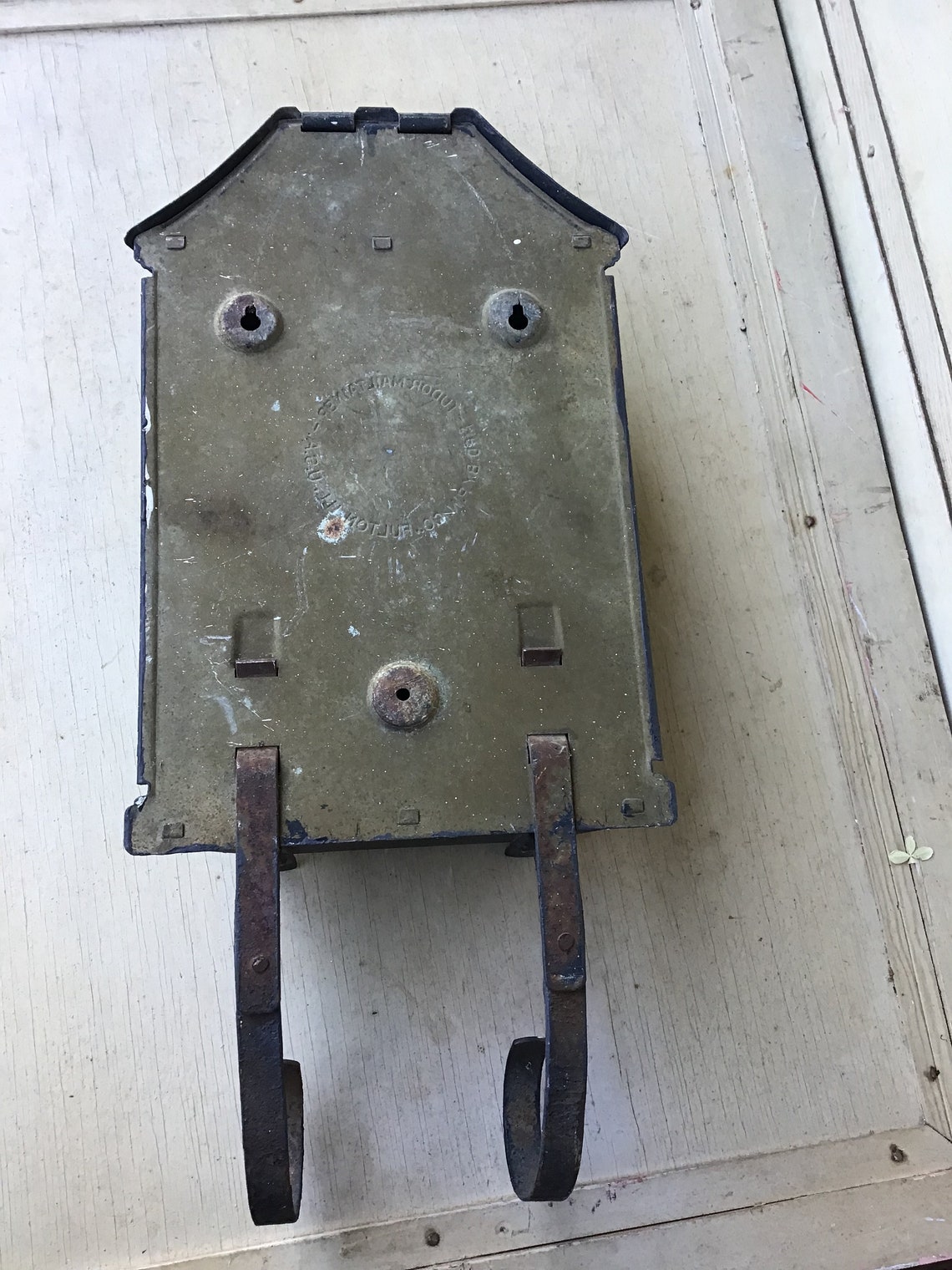 Vintage Tudor Mailbox Cast Iron Black Wall Mount Metal Farmhouse French ...
