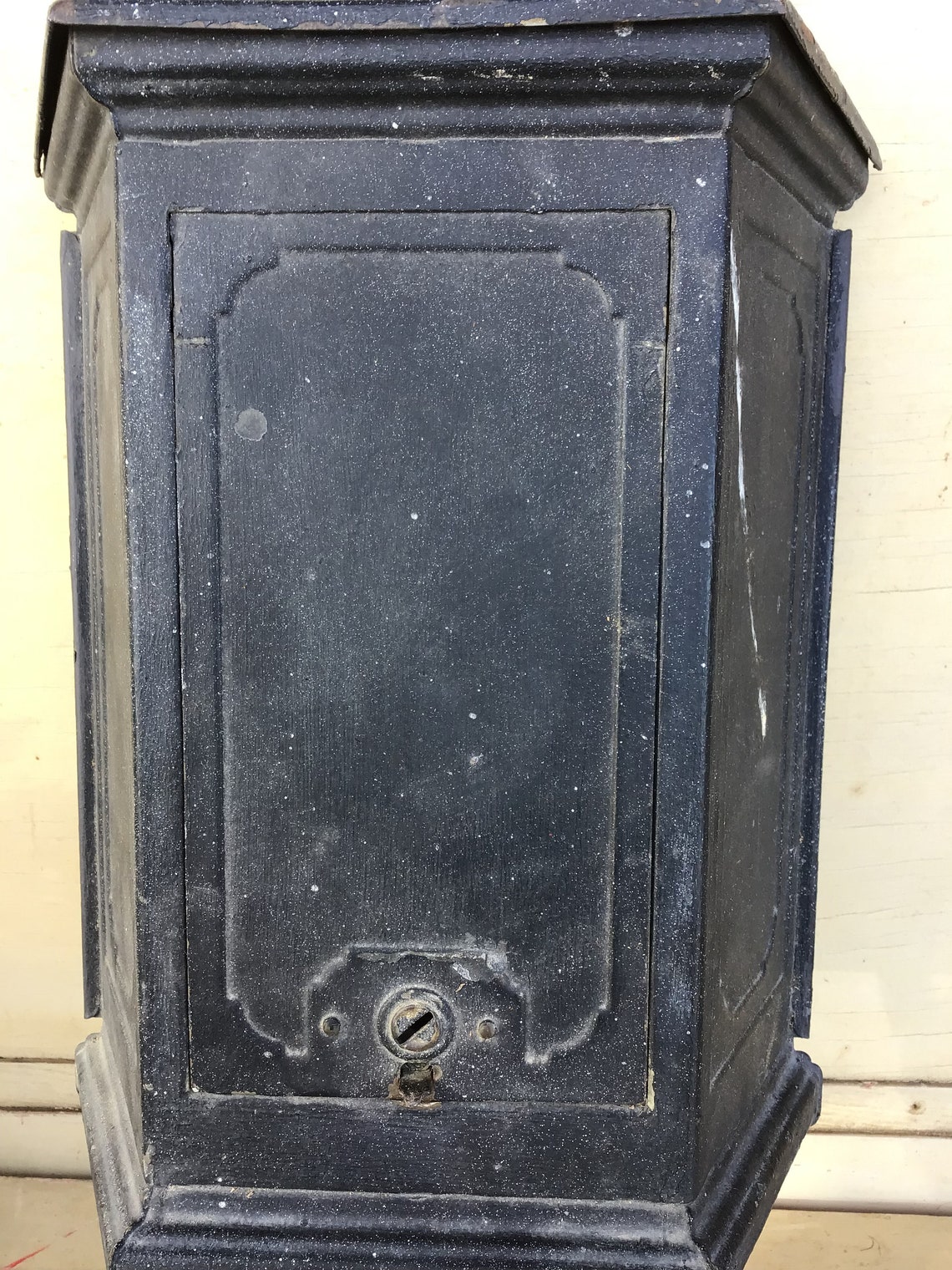 Vintage Tudor Mailbox Cast Iron Black Wall Mount Metal Farmhouse French ...