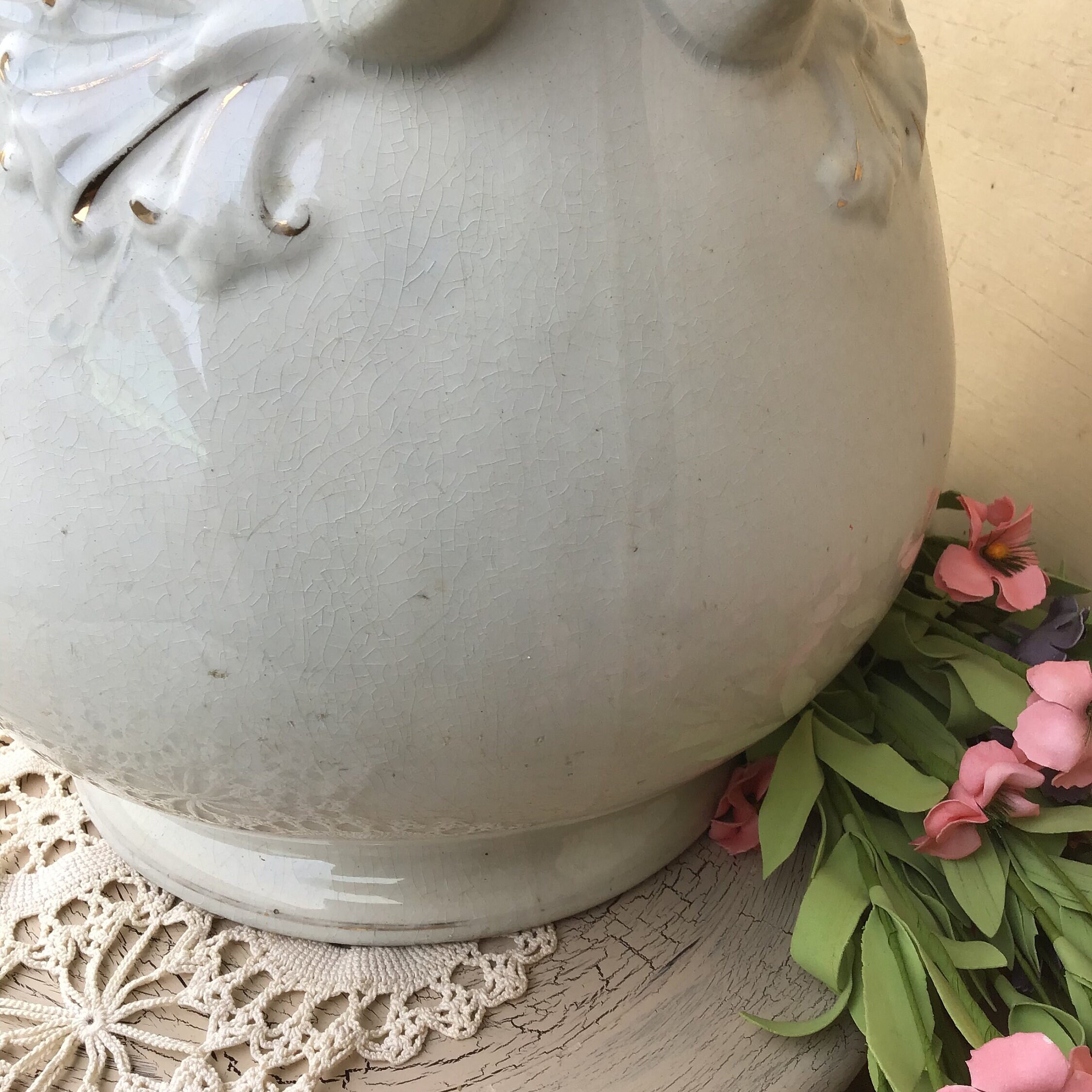 Antique Ironstone Slop Chamber Pot Moss Rose Etruria Shabby Country ...